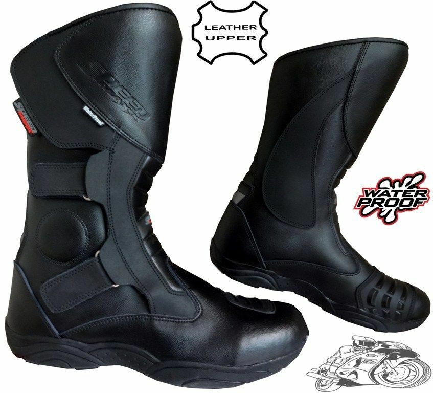 BLACK DOUBLE BUCKLE MENS MOTORBIKE / MOTORCYCLE TOURING LEATHER SHOES ...