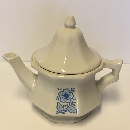 Avon Vintage White Hexagonal Teapot W/ Blue Flower. No Cracks or Chips ...