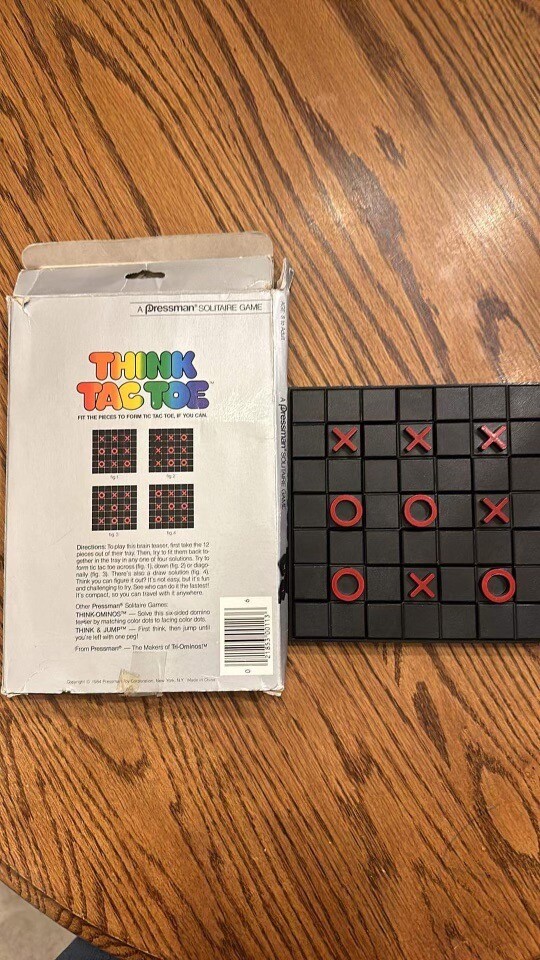 Vintage Think Tac Toe Solitaire Game, 1986 Playtoy, Tic Tac Toe ...