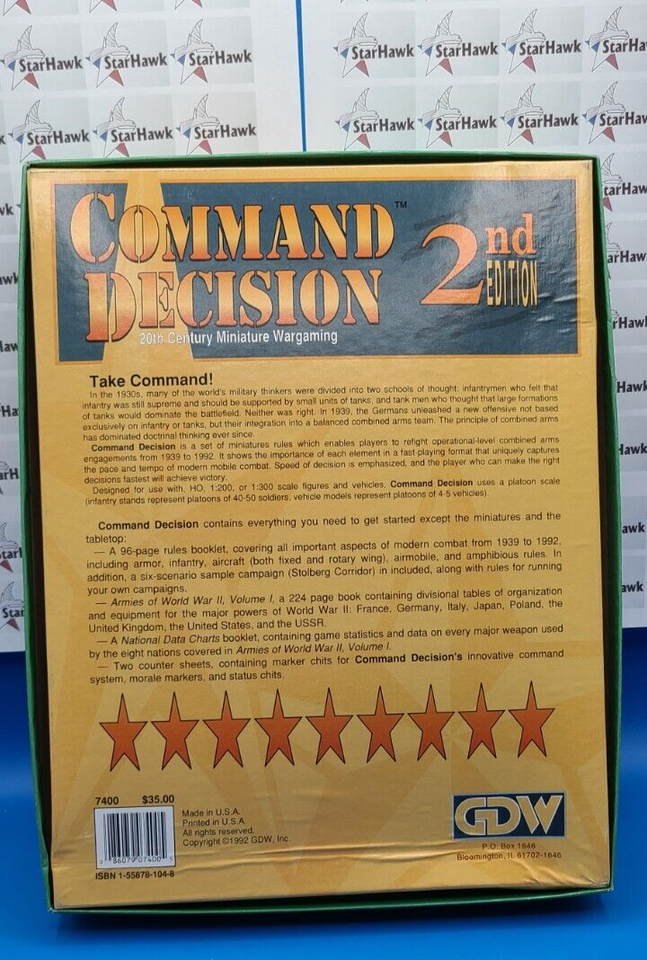 GDW Command Decision 20th Century Miniature Wargaming UNPUNCHED D | eBay