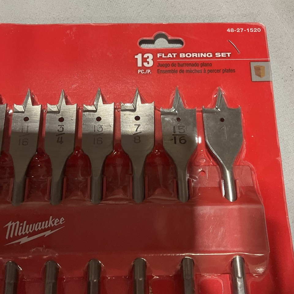 Milwaukee 48-27-1520 13pc Flat Spade Hole Wood Boring Bit Set High ...