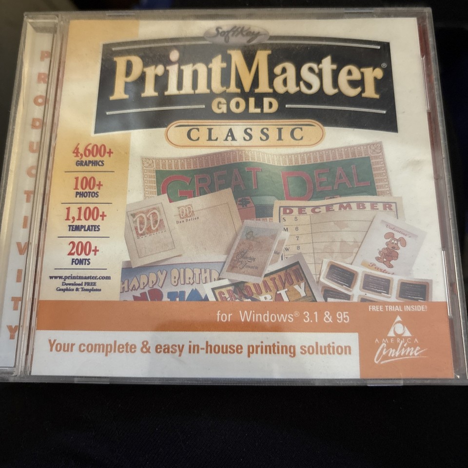 Printmaster Gold Classic PC Version Vintage Windows Good Condition 1998 ...