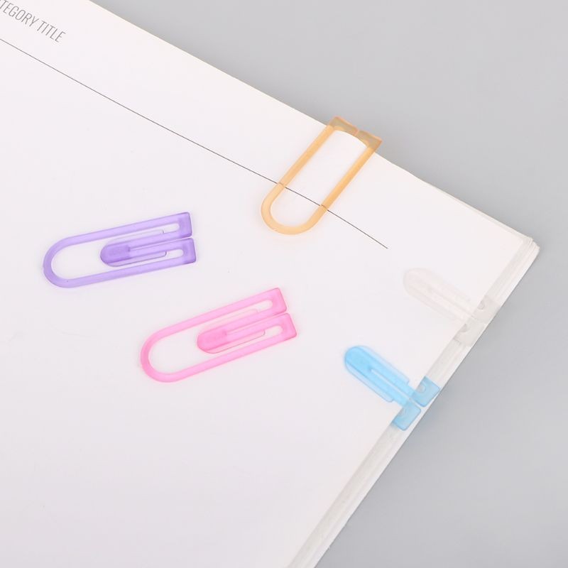 60pcs Small Mini Paperclip Candy Color Clear Stationery Binder Clip ...