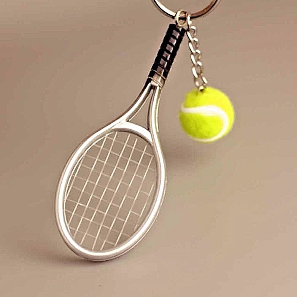 TENNIS RACKET 3-1/2" and 3/4" Tennis Ball Key Ring - Choice of Racket ...