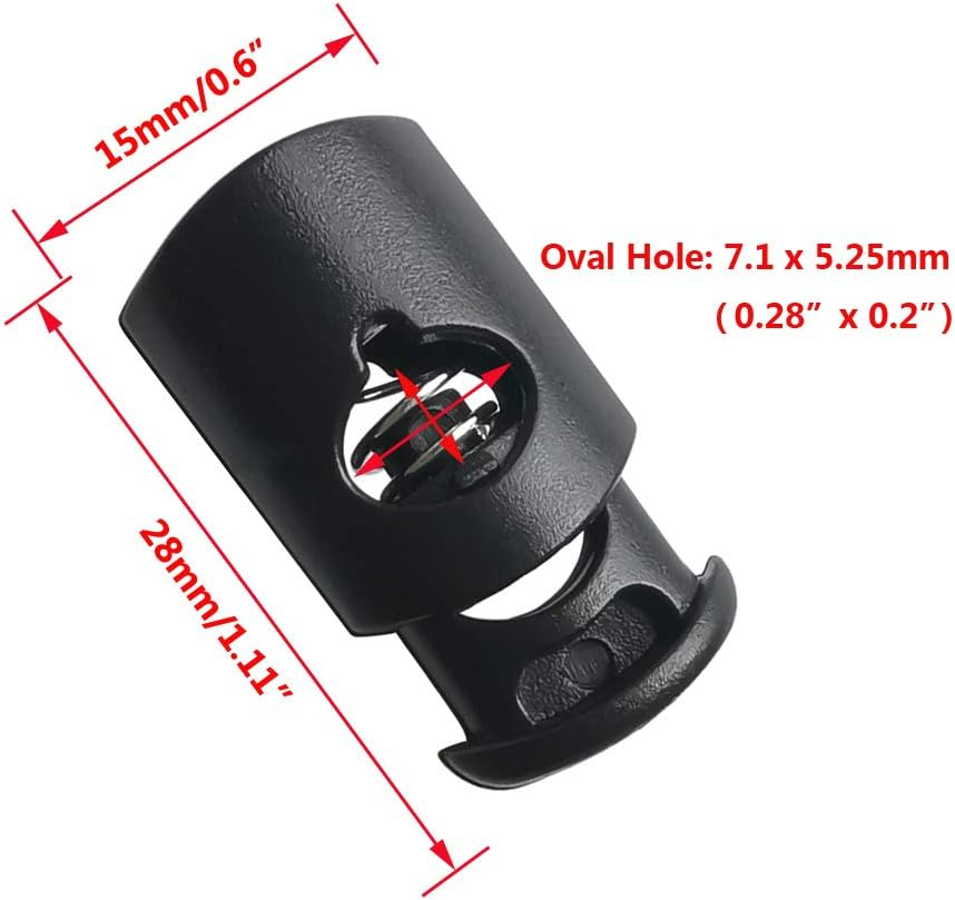 30 Pcs Plastic Drawstring Toggle Spring Stop Single Hole String Cord ...