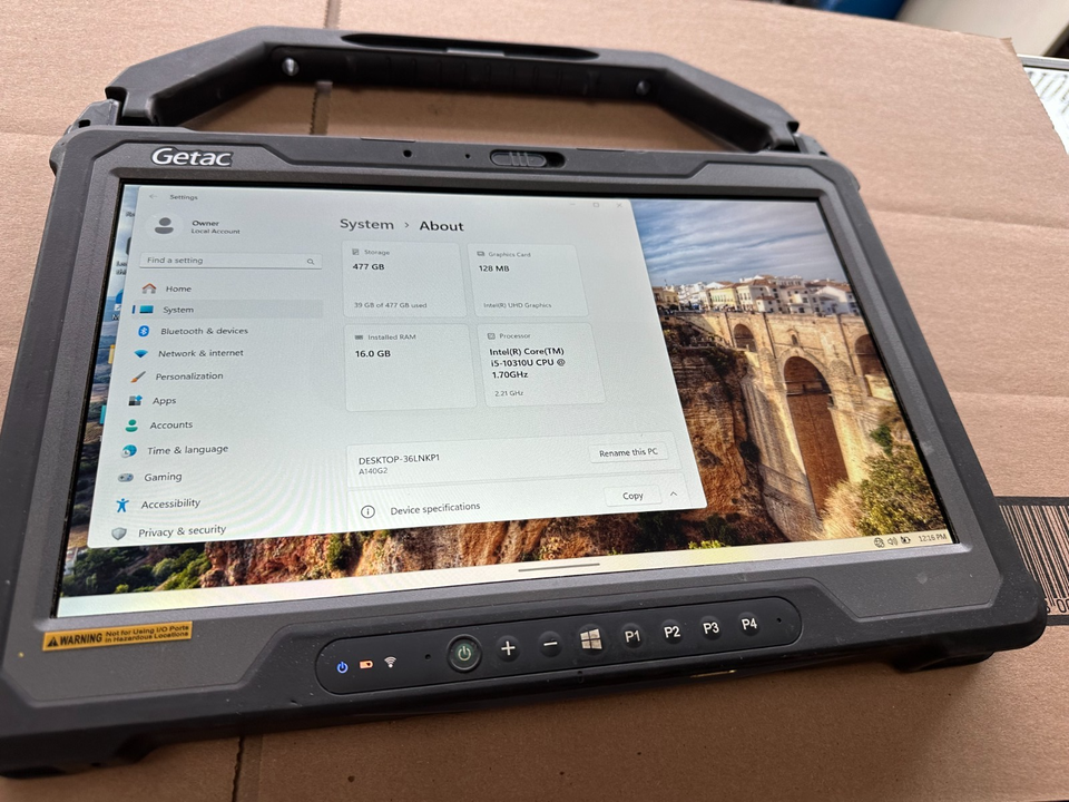 Getac A140 G2 Rugged Tablet Core i5-10310U 1.7GHz 16GB RAM 512GB ...