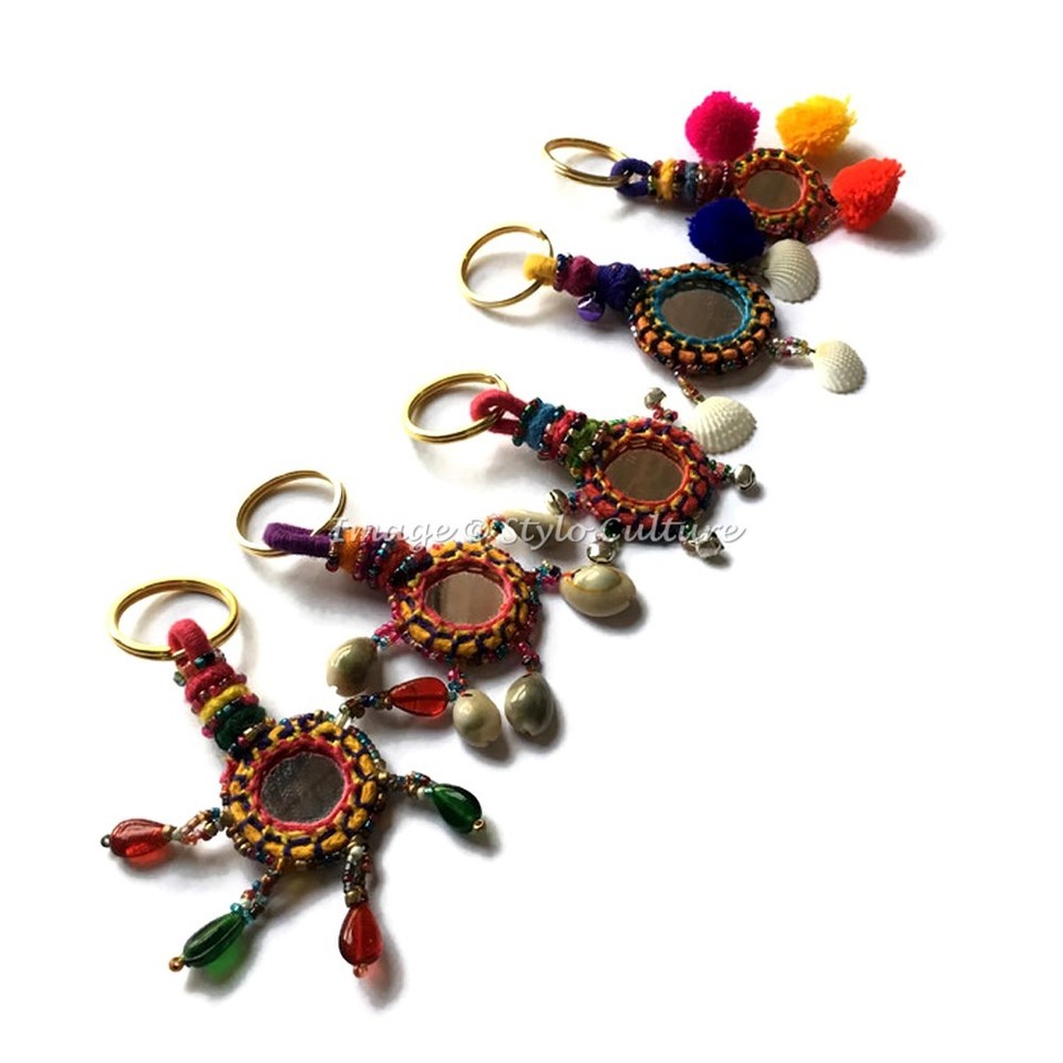 Handmade Indian unique keychains Silk Thread Bohemian wholesale key ...