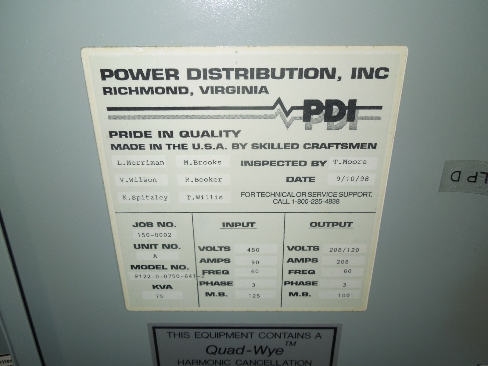 PDI Computer Shield 9000 75KVA 480-208Y/120V 3PH Dry Type Transformer w ...