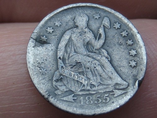 1855 P Seated Liberty Half Dime- Philadelphia, With Arrows, VG/Fine ...