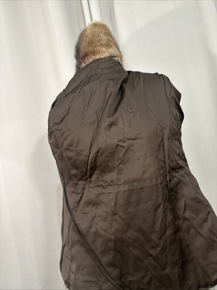 Real Fur Brown Mixtures Muskrat Bisam Vintage Oversized Coat FR433 ...