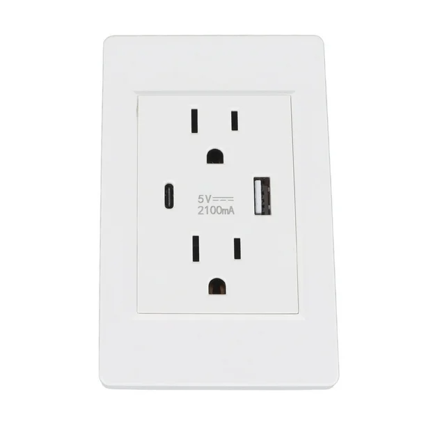 Dual Wall Outlet with USB Ports Charger AC Power Receptacle Plate Panel ...