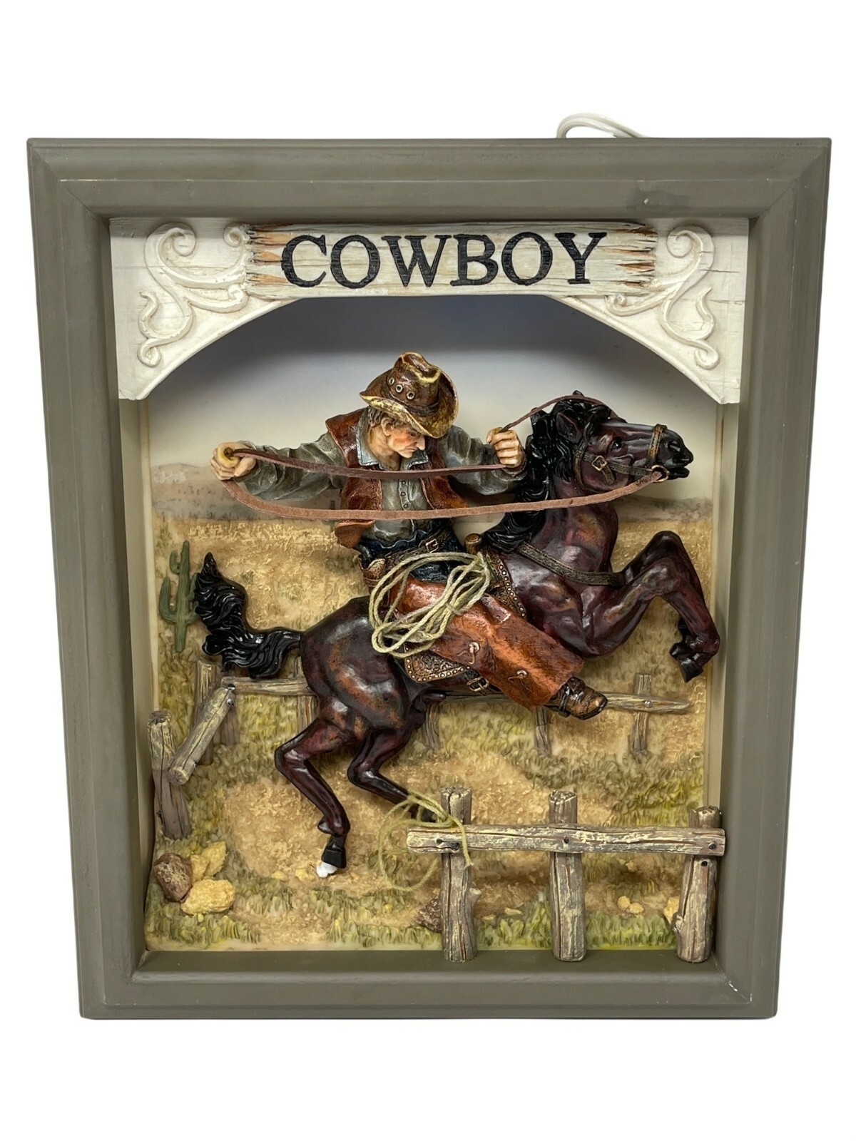 Cowboy with Horse Lighted Shadow Box 3D Wall Hanging | eBay