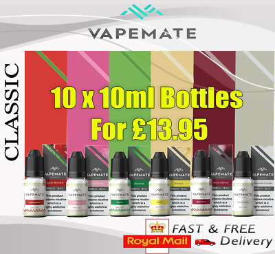 Vapemate E Liquid 10ml x10 bottles vape 70/30 VG/PG 3mg 6mg 12mg | eBay