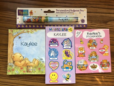 Lot of KAYLEE Stickers, Pen w/ Pooh & Tigger & Notepad teddy bears ...