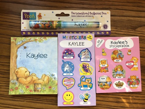 Lot of KAYLEE Stickers, Pen w/ Pooh & Tigger & Notepad teddy bears ...
