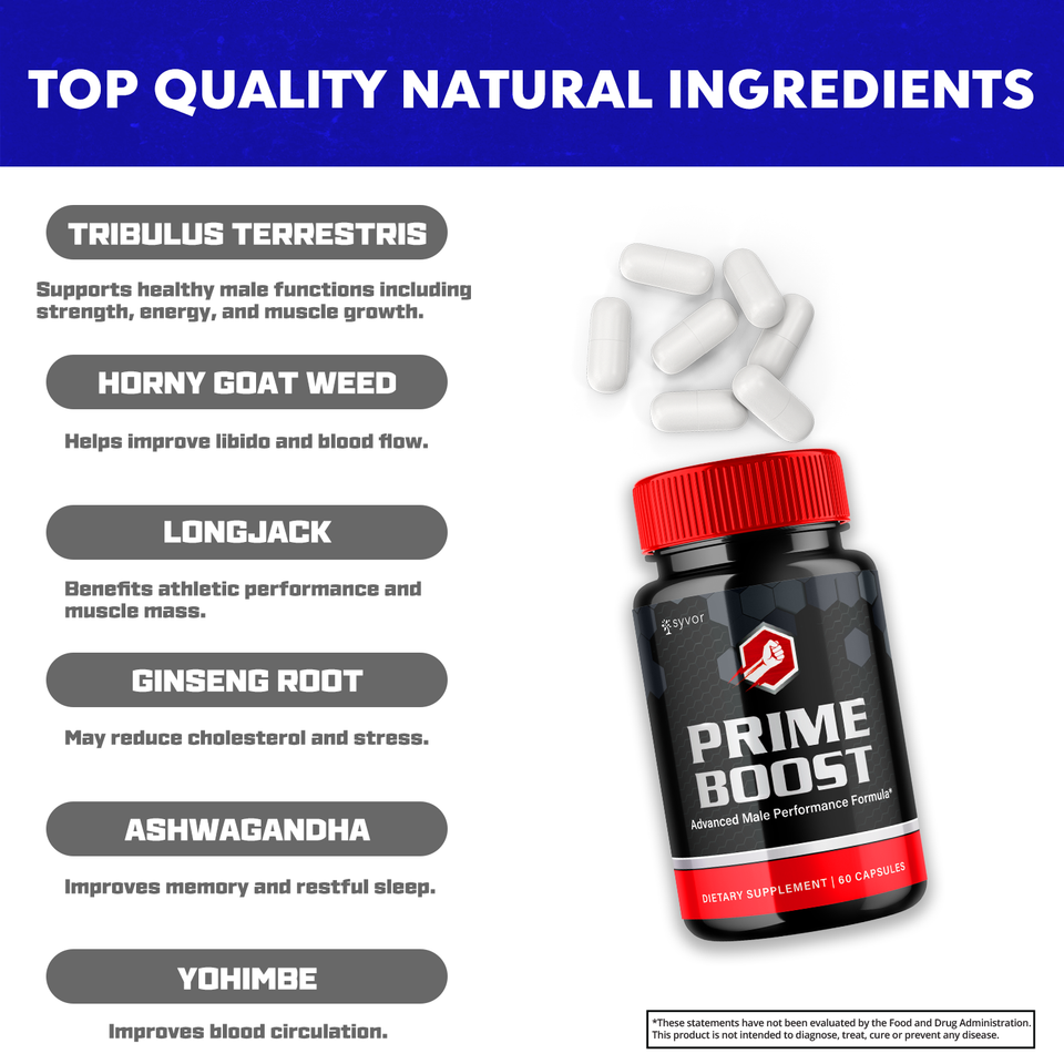 Prime Boost Pills for Men Advanced Male Support Formula Supplement 60 ...