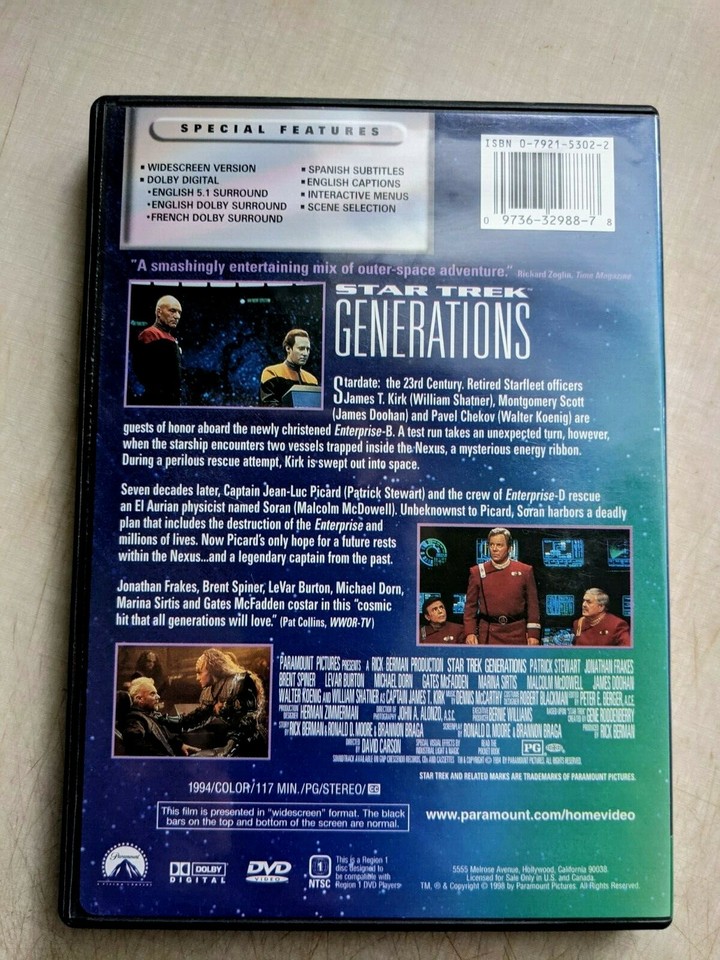Star Trek Generations, Two Captains, One Destiny, DVD | eBay