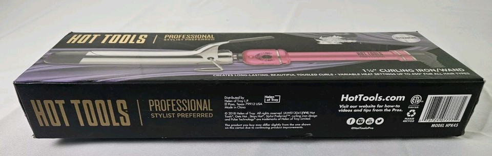 Hot Tools 1 ¼" Pink Titanium Curling Iron HPK-45 Professional Curling ...