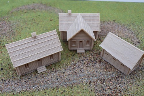 2 x Houses & Barn Building Wargaming 1812 Napoleonic Russian 10mm 12mm ...