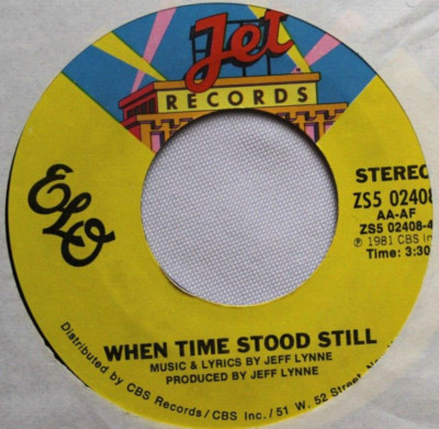 JEFF LYNNE WHEN TIME STOOD STILL / HOLD ON TIGHT 45 7" VINYL RECORD VG+ ...