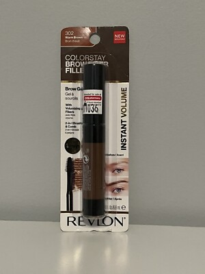 New Revlon ColorStay Brow Fiber Filler Brow Gel 302 Warm Brown 0.23 fl ...