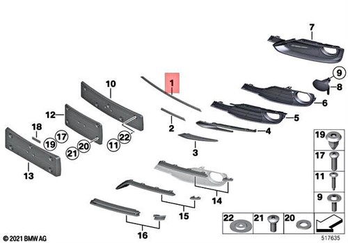 Genuine BMW F30 F31 Sedan Wagon Front Bumper Moulding OEM 51117279699 ...