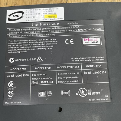 Cisco 1720 Modular Access Router Fast Ethernet Network No Psu | eBay UK