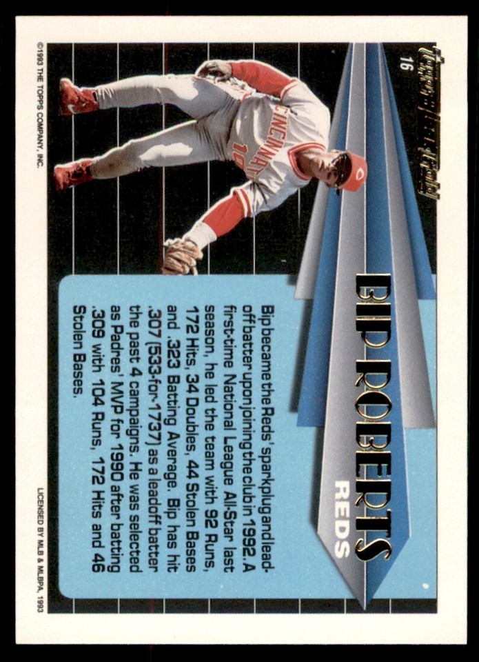 1993 TOPPS BLACK GOLD BIP ROBERTS CINCINNATI REDS #16 | eBay