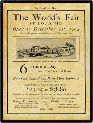1904 New York Central St. Louis World's Fair New Metal Sign: Art Bldg ...
