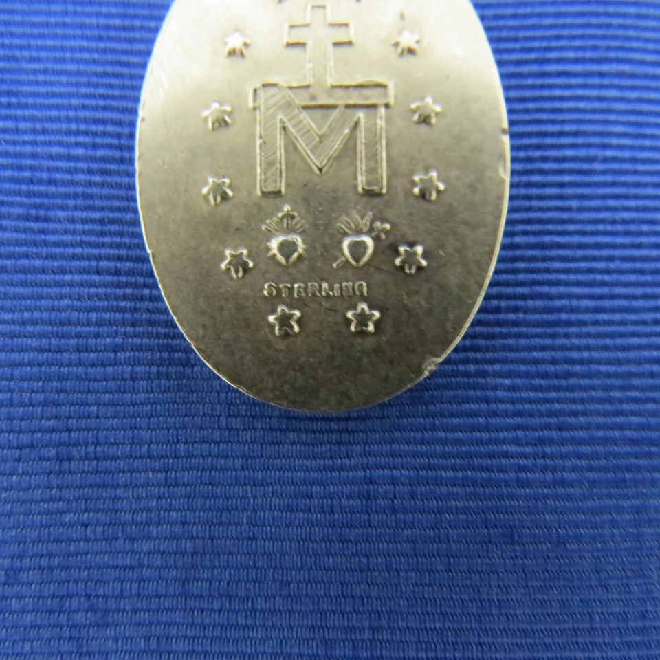 Vintage Sterling Silver Mother Mary Large Scapular Medal Token Madonna ...