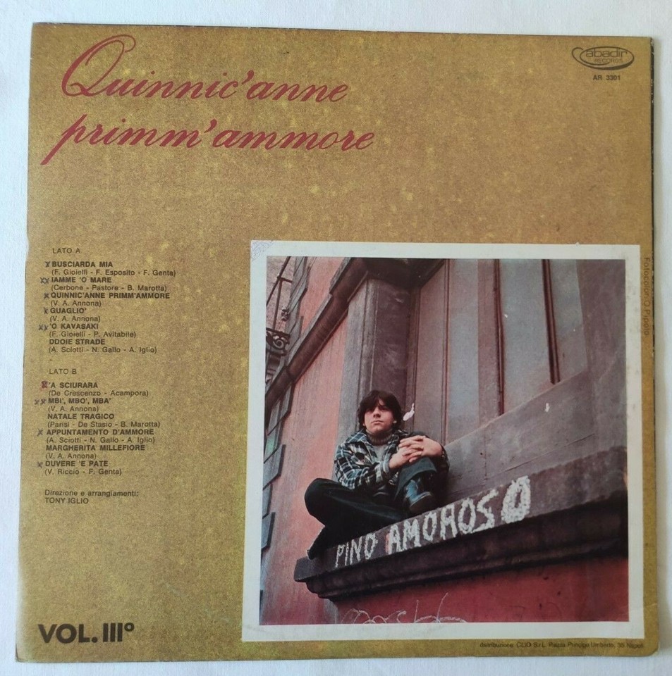 Pino Amoroso LP Quinquin'anne Primm'ammore 33 RPM Napoli Songs AR3301 ...