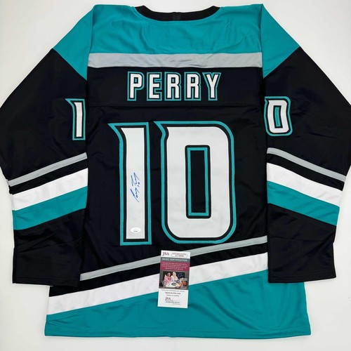 Autographed/Signed Corey Perry Anaheim Black Retro Hockey Jersey JSA ...