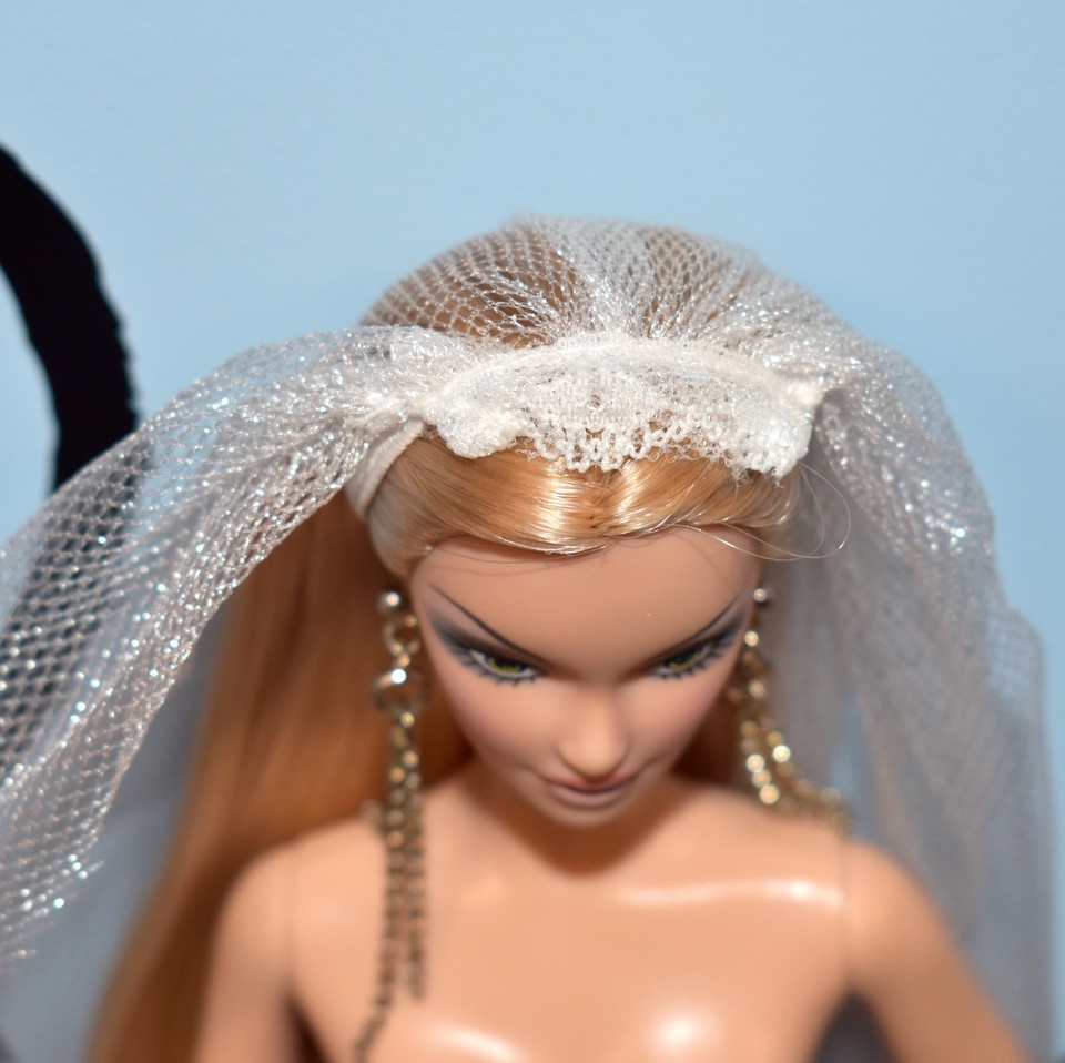 Barbie White Tulle & Lace Sheer Wedding Bridal Veil Diorama Fashion ...