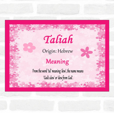 Taliah Name Meaning Pink Certificate | eBay