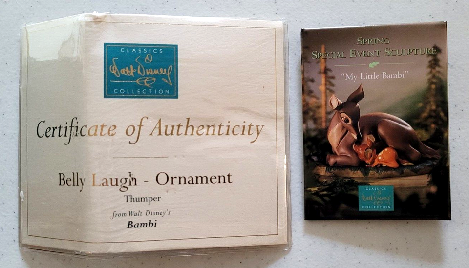 Vintage WDCC Thumper/Pan-Pan Ornament COA & Box NEW. Bambi Pin Included ...