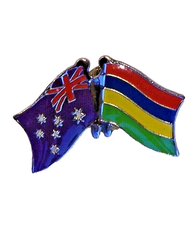 AUSTRALIA MAURITIUS ENAMEL FRIENDSHIP LAPEL PIN METAL BROOCH HAT DUAL ...