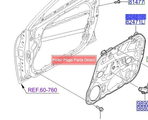 Genuine Hyundai New RHF Door Window Regulator for Hyundai i30 11/2007 ...