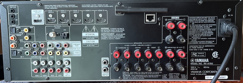 Yamaha RX-A750 AVENTAGE 7.2 Channel A/V Receiver Working Audio Video Fm ...