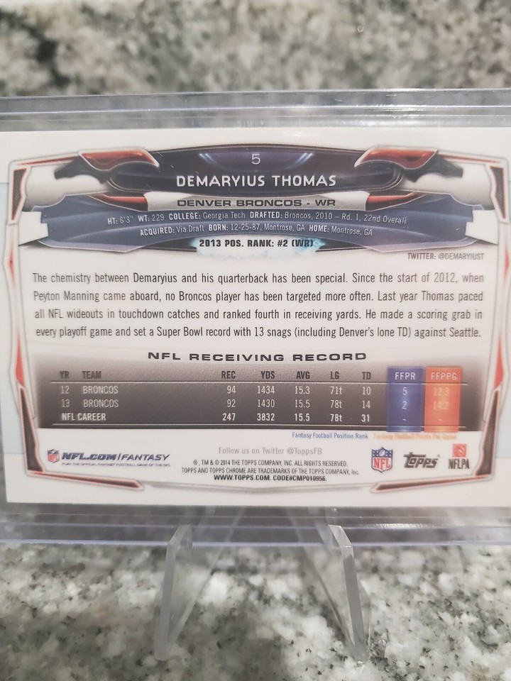 Demaryius Thomas 2014 Topps Chrome - #5 Denver Broncos | eBay