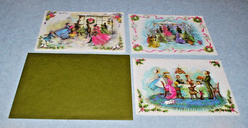 3 Vintage CORONATION Collection Christmas BLANK Greeting Cards Glitter ...
