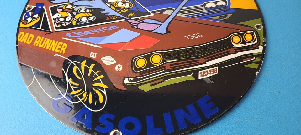 Vintage Chevron Gasoline Sign - Mopar Road Runner Racing Auto Gas ...