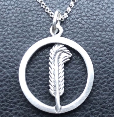 MJG STERLING SILVER FEATHER PENDANT + CHAIN. ROBERT PLANT. LED ZEPPELIN ...