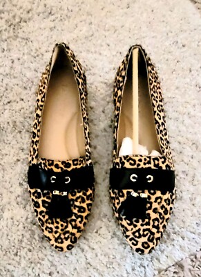 Talbots Leopard Francesca Driving Flats NEW Size 6 Leather Upper Tassel ...