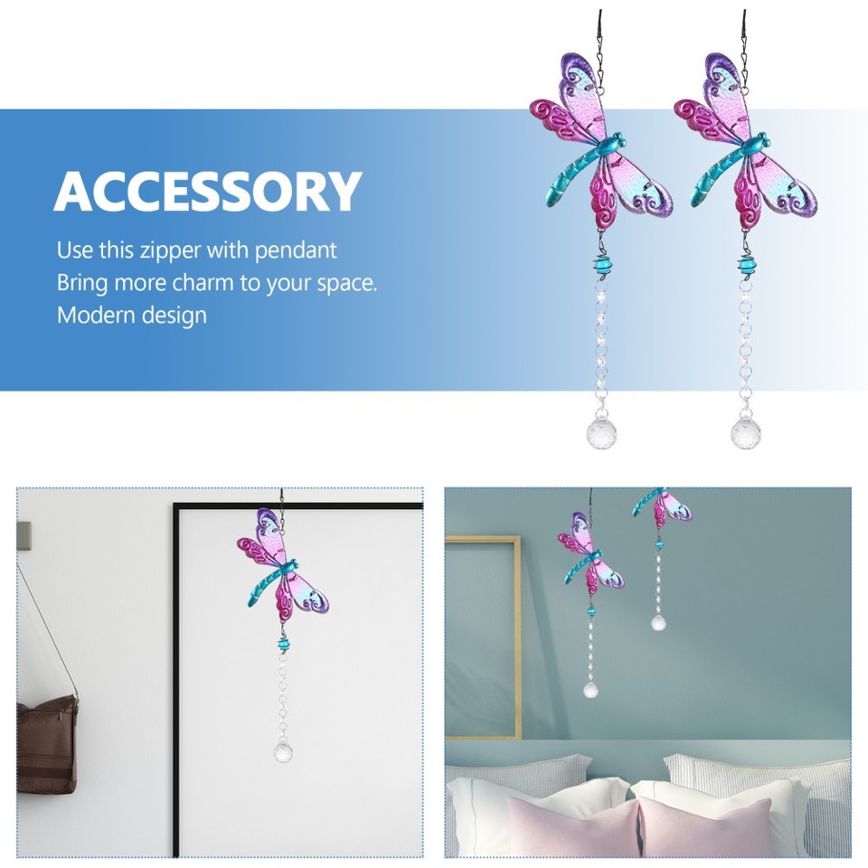 Hanging Glass Dragonfly Garden Pendant Light Pull Chain Extender | eBay ...