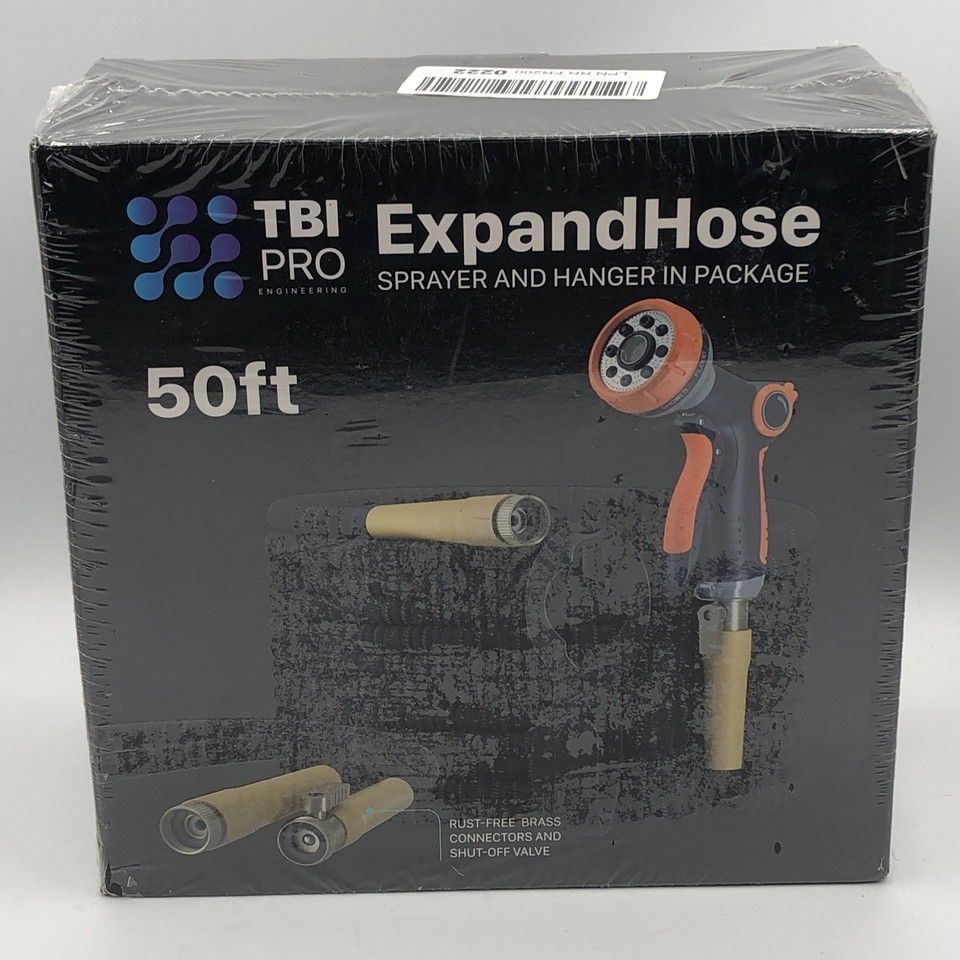 TBI PRO ExpandHose Expandable Garden Watering Hose Kit 50 ft w/ Sprayer ...