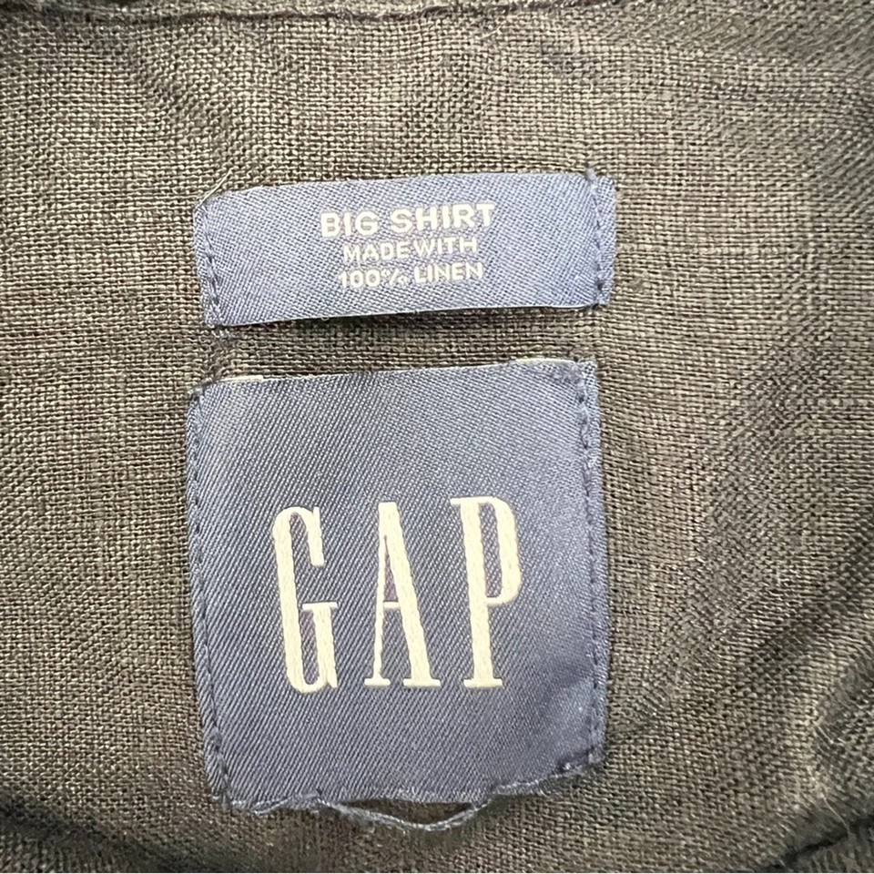 Gap black 100% linen big button down top shirt size XXL B169 | eBay