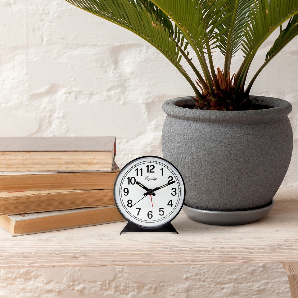 14075 Equity by La Crosse Key Wind Analog Quartz Alarm Clock - Black | eBay