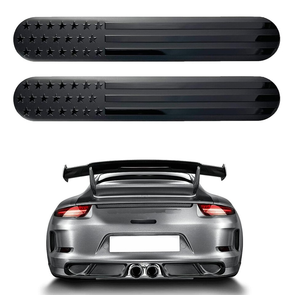 2pcs 3D American Flag Metal Emblem Sticker Side Fender Badge Black ...