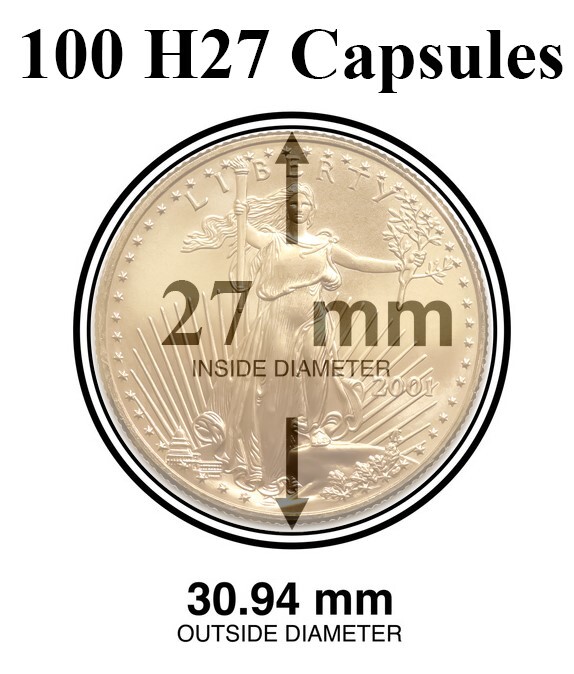 100 Genuine H27 Round AirTite Coin Capsule Fit 1/2 Oz US Gold Eagle ...
