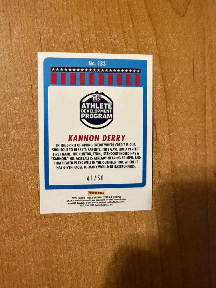 2025 Panini Stars & Stripes - Kannon Derry #133 Stars & Stripes ...
